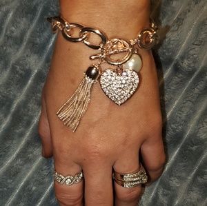 Guess | Jewelry | Nib Guess Chain Link Tassel Studded Logo Bracelet ...